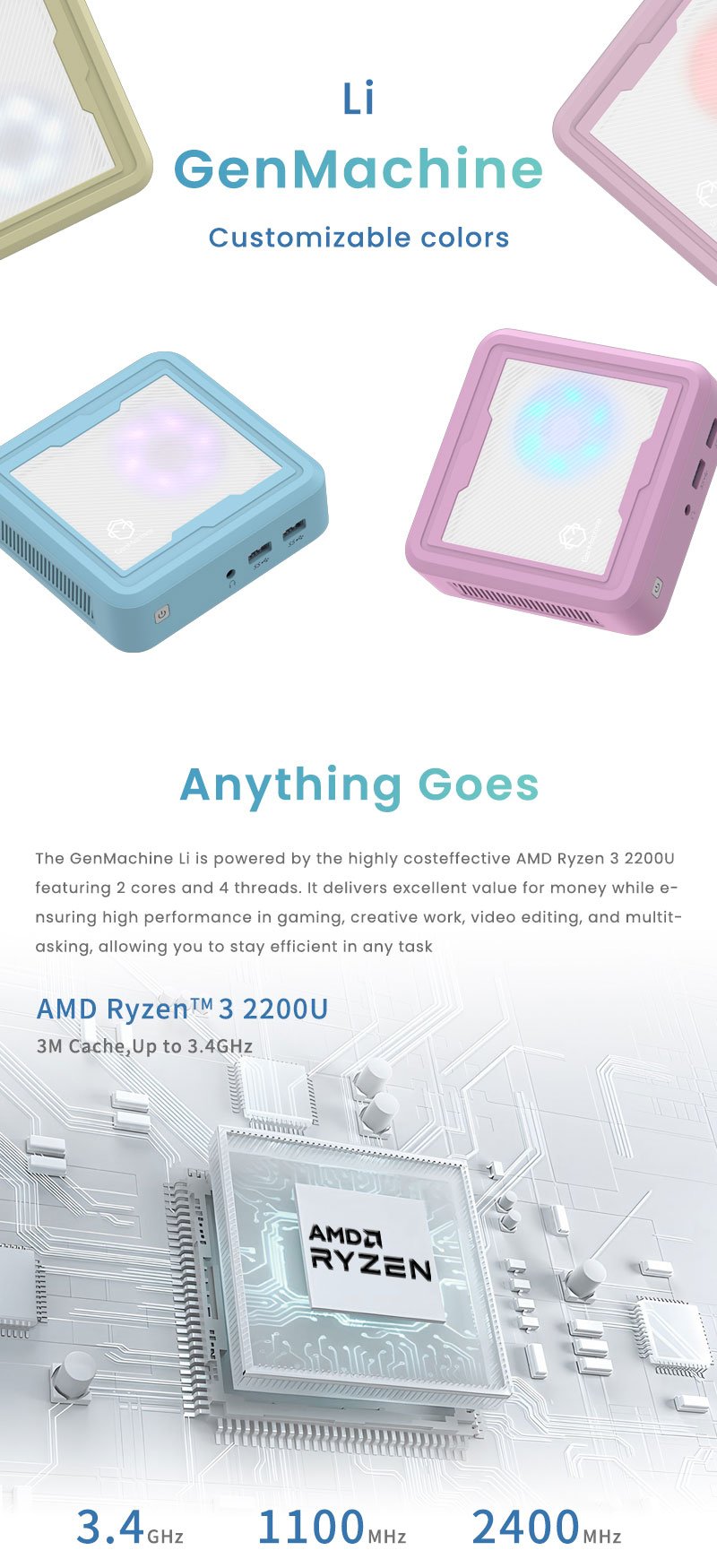 GenMachine Li2000 2200U AMD Mini PC - GenMachine