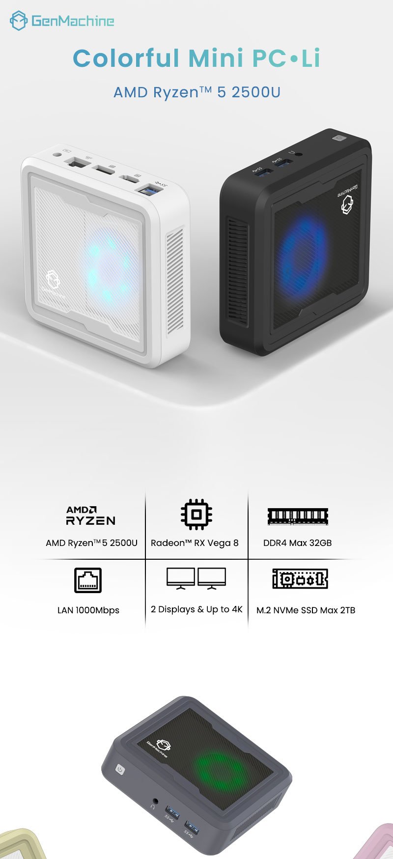 GenMachine Li2000 2500U AMD Mini PC - GenMachine